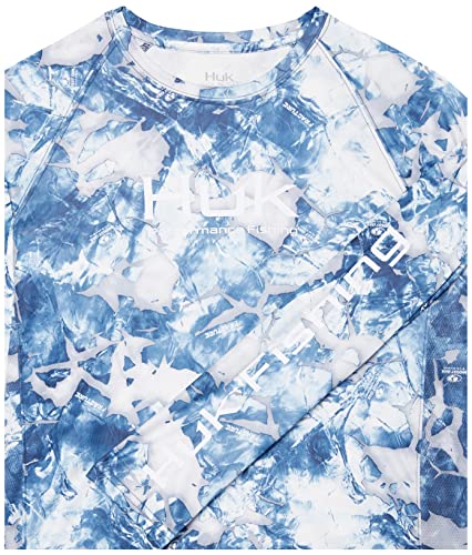 HUK Unisex-Child Standard Pursuit Camo Kid's Long Sleeve Performance Shirt, Mossy Oak Barracuda, Large