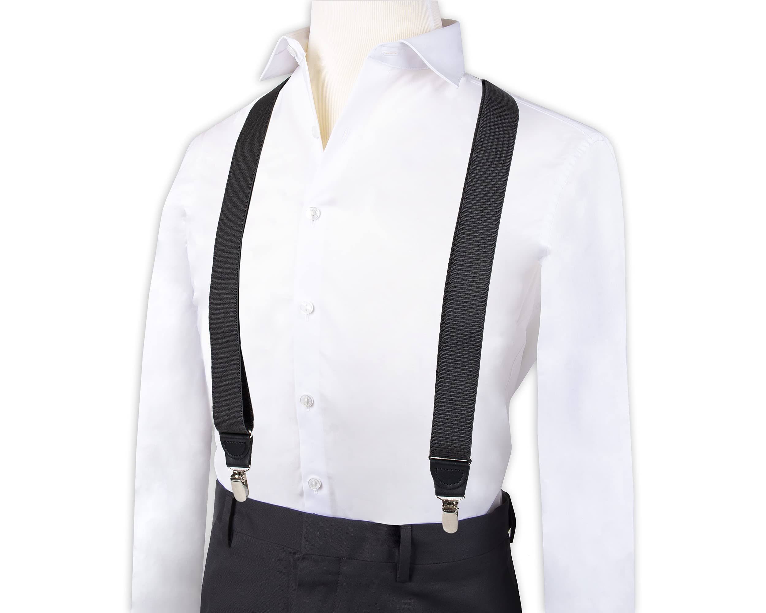 Haggar Men's Y-Back Adjustable Clip Suspender, Charcoal, One Size