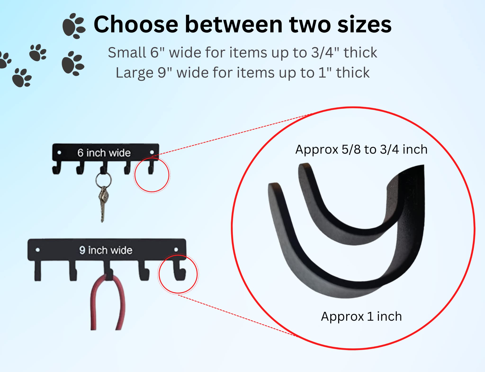 The Metal Peddler Love with Dog Paw #1 Key Rack Hanger & Holder- Small 6 inch Wide - Made in USA