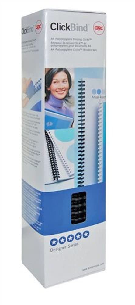 GBC ClickBind Binding Spines, 16 mm, 145 Sheet Capacity, A4, 34 Ring, White, 387340E