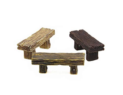 ODDIER 3Pcs Mini Resin Bench Miniature Fairy Garden Bench Dollhouse Accessories Statue DIY Decor Gift