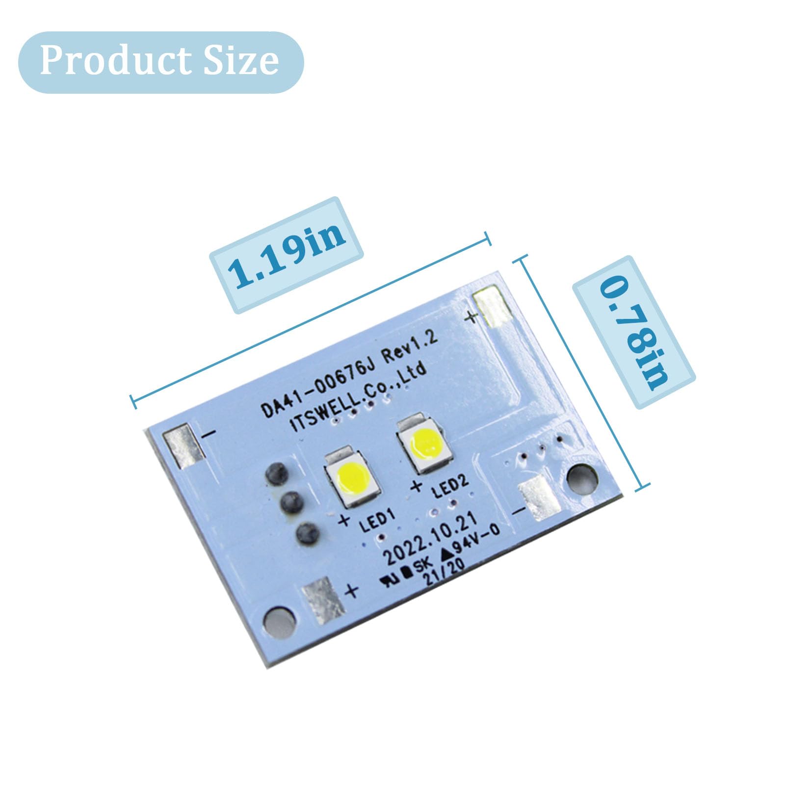 Follde DA41-00676J Refrigerator LED Light Board, Compatible For Samsung Refrigerator LED Light, Samsung Refrigerator LED Light Module Replacement AP6000168 PS11732779 EAP11732779(2 pcs)