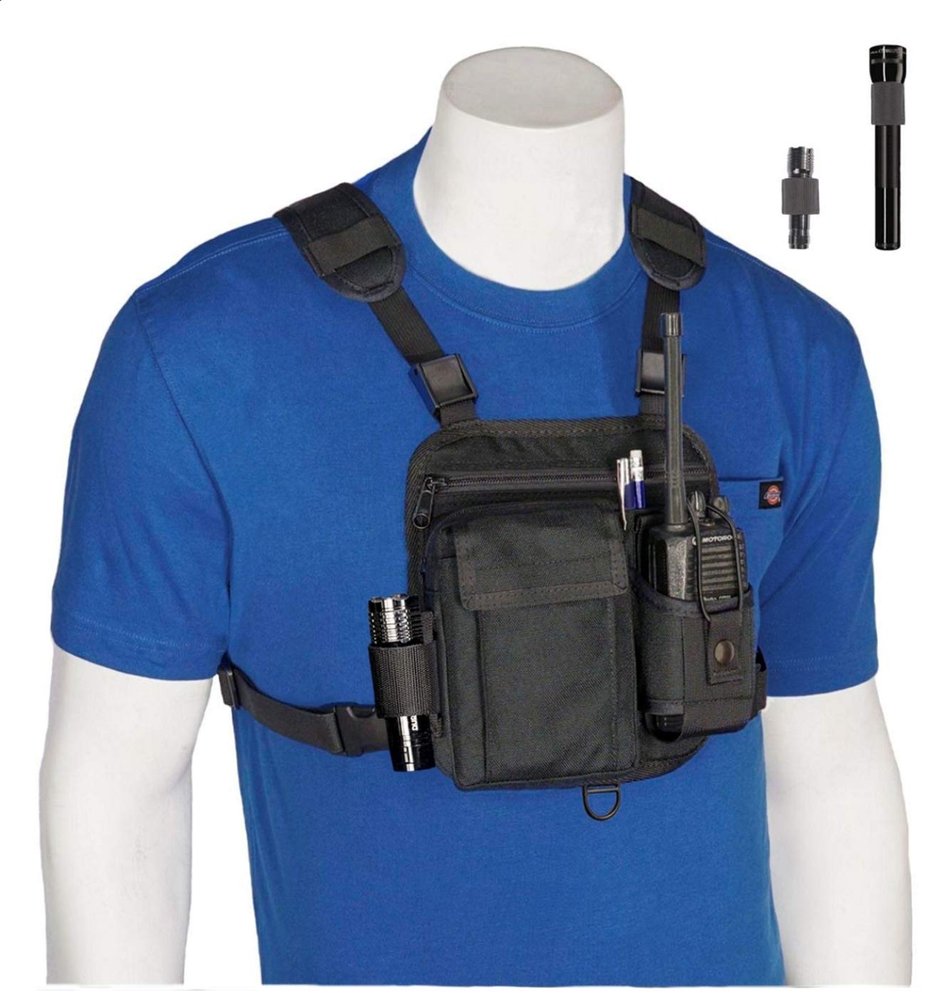 HOLSTERGUY AFH-104 Adjustable Flashlight Holder for Two Way Radio Chest Harness, Holster & Cases. Handmade in USA