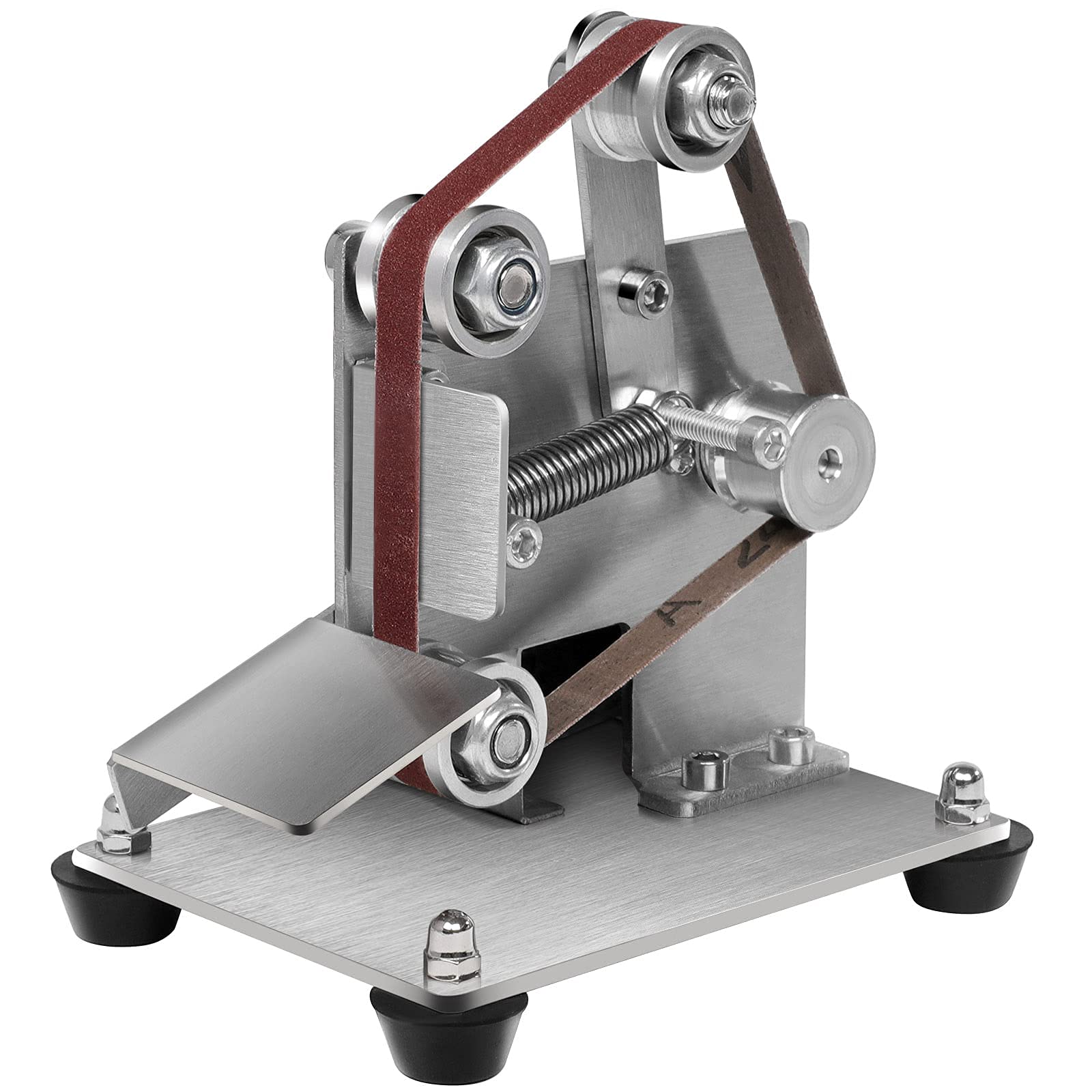 Mini Belt Sander Bench Metal Grinder Knife Making Small Electric Sharpening Machine with 10PCS Sanding Belt Tool Kit 7 Power Speed Polisher for DIY Wood Working Apex Edge Polishing Lijadora de Banda