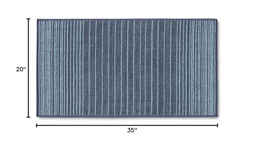 TOWN & COUNTRY BASICS Layne Modern Stripe Everwash™ Washable Area Rug with Non-Slip Backing, Pet Friendly Rug, Navy Blue/Blue, 20"x35"