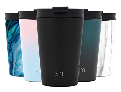 Simple Modern Insulated Tumbler with Lid and Straw | Iced Coffee Cup Reusable Stainless Steel Water Bottle Travel Mug | Spring Break Gifts For Her & Him | Classic Collection | 12oz | Midnight Black