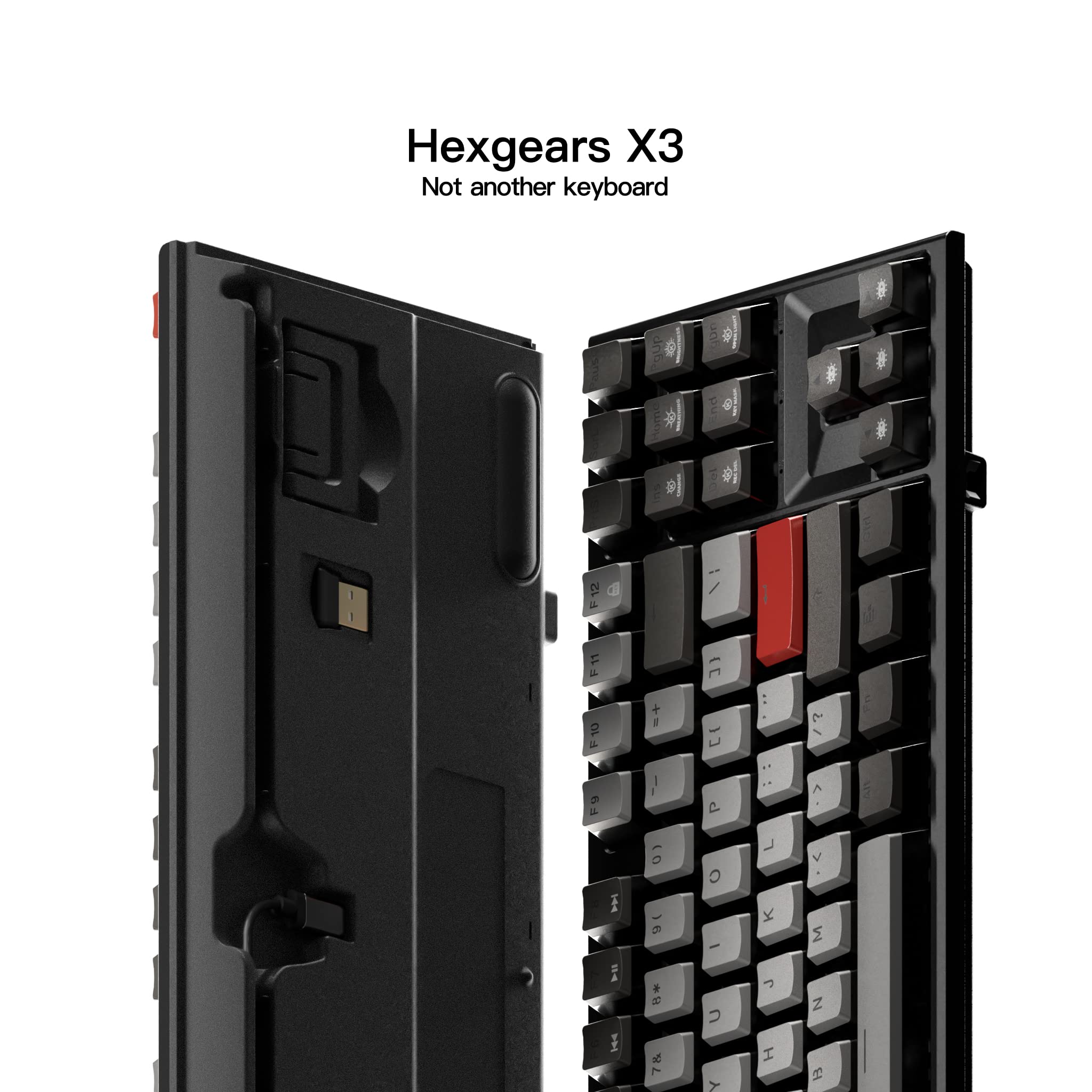 Hexgears X3 Wireless Mechanical Keyboard TKL 87 Keys, Kailh Box 3.0 Gold Switch, Ergonomic, N-Key Rollover, Backlit Gaming Keyboard with Wrist Rest for PC/Tablet/PS/Xbox/Mac/Laptop