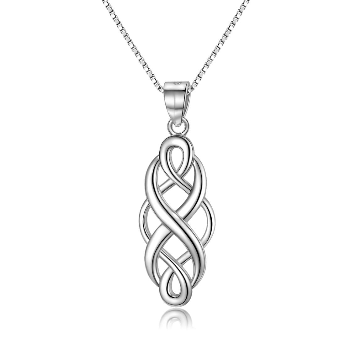 GDDX Irish Celtic Knot Pendant Necklace Sterling Silver Good Luck High Polished Necklaces for Women