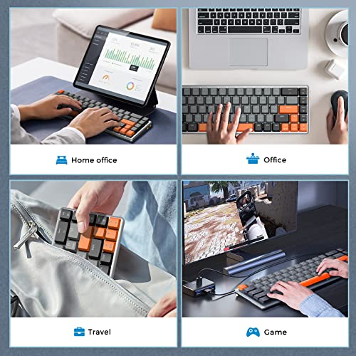 Gaming Keyboard, 65% Low Profile Wireless Mechanical Keyboard with Red Switch, Bluetooth 5.0/2.4G/ Wired RGB Lighting Keyboards for Travel Office PC (EK3000 keyboard-A type)