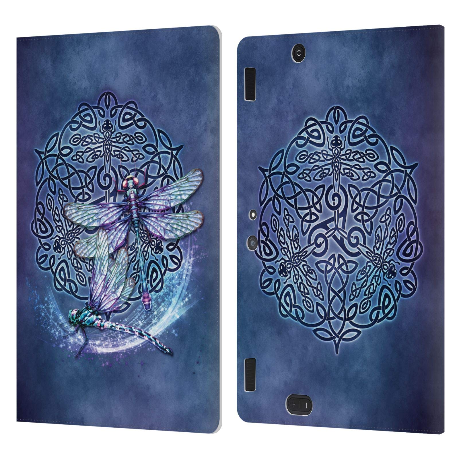Head Case Designs Officially Licensed Brigid Ashwood Dragonfly Celtic Wisdom Leather Book Wallet Case Cover Compatible with Amazon Kindle Fire HDX 8.9