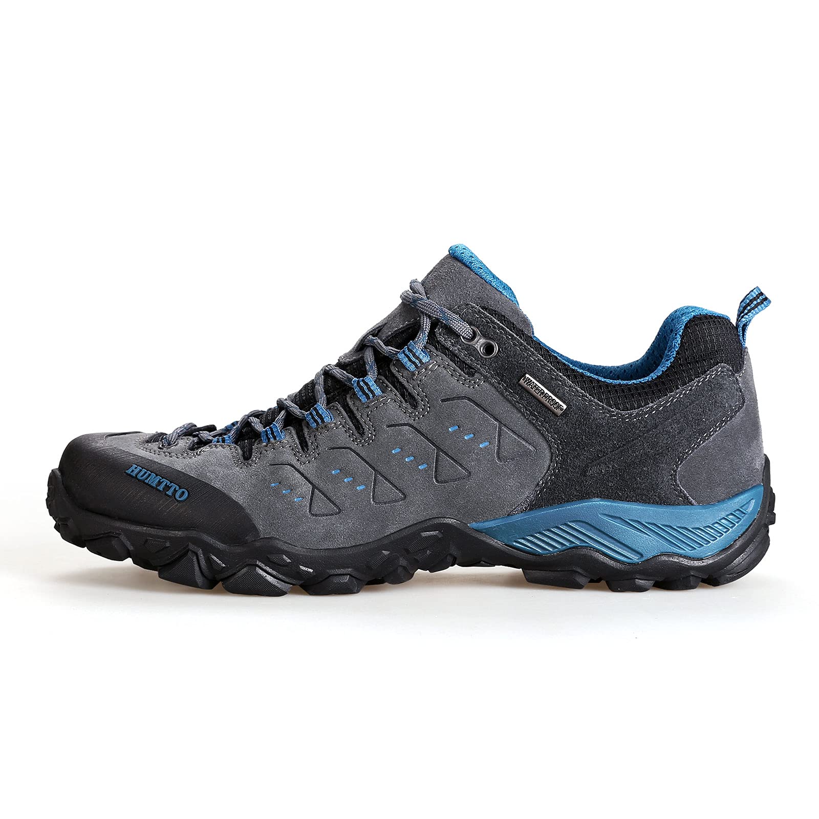 HUMTTO Hiking Shoes Men Lightweight Waterproof Outdoor Leather Trekking Boots Non-Slip Walking Sneakers (Grey, Numeric_10_Point_5)