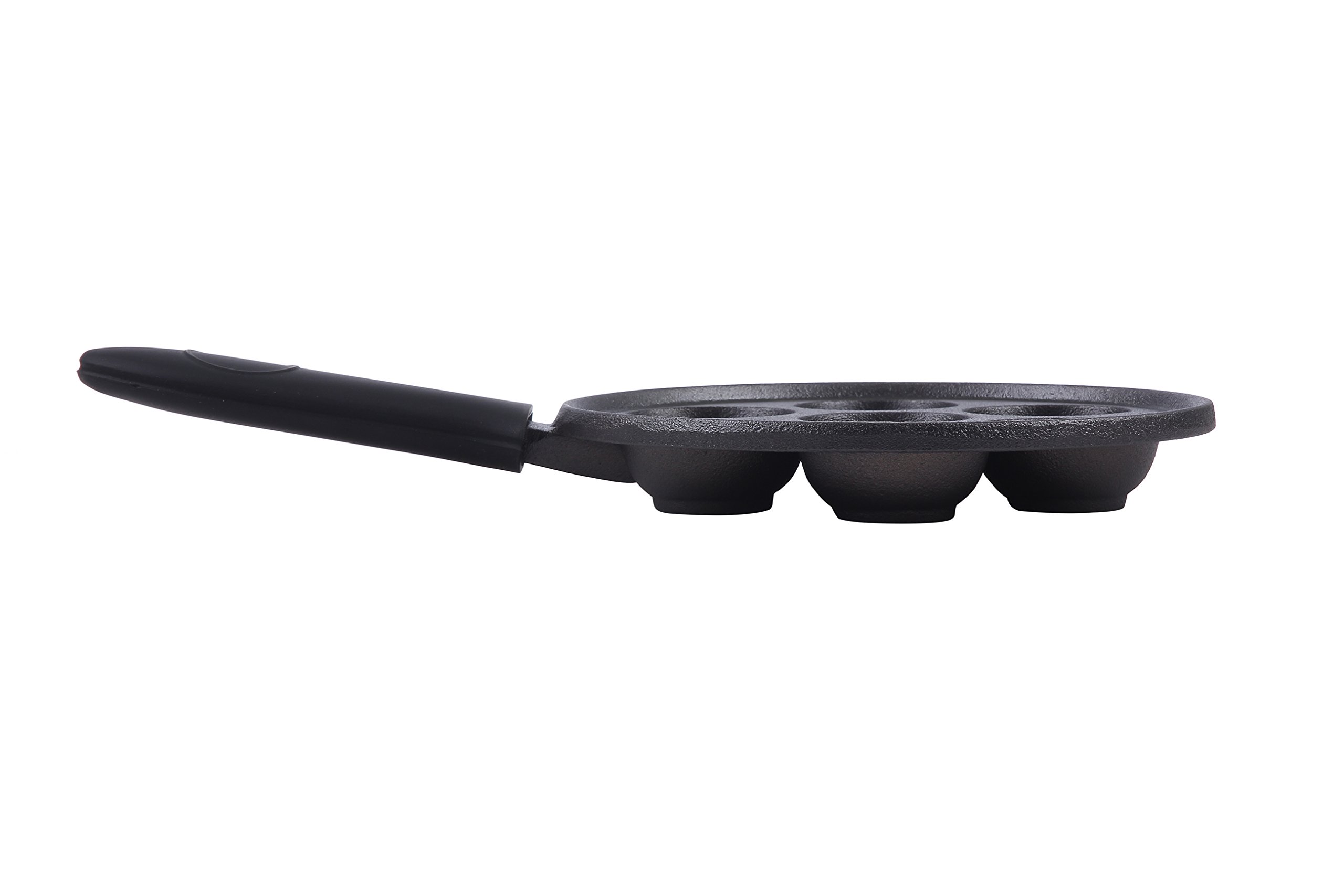 Upstreet Cast Iron Aebleskiver Pan/Ebelskiver Pan/Ideal for Mini Pancake Mold, Cake Pop Pan, and Takoyaki Maker for Danish Stuffed (Black)