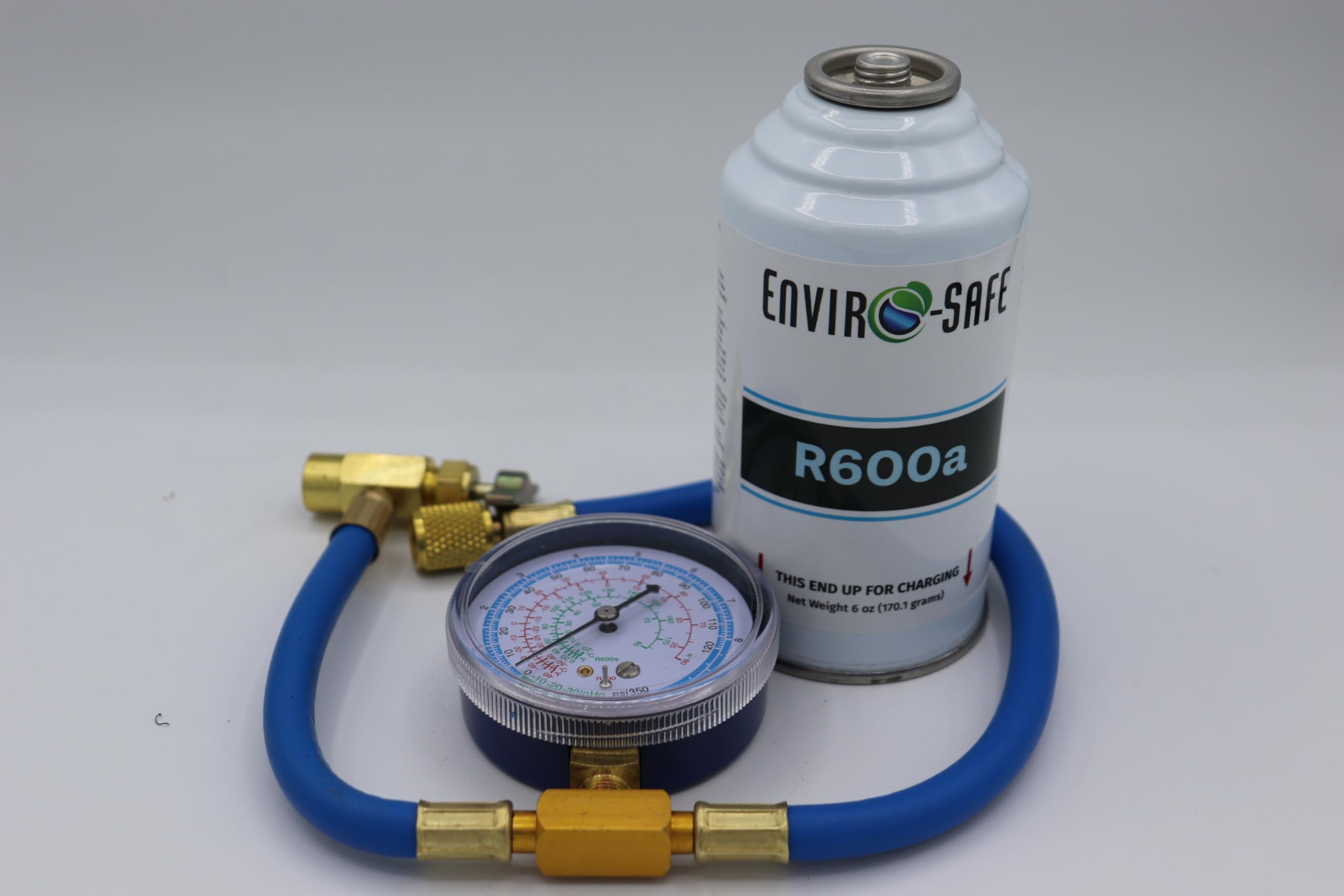 R600a Refrigerant - 1 Can and Brass Gauge, 6oz Cans - R600a for HVAC for Use