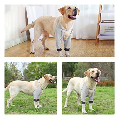 ROZKITCH Dog Surgery Recovery Sleeve for Front Legs, Pet Prevent Licking Wound Elbow Brace Protector, Dog Recovery Suit Cone Collar Alternative for Sprain ACL CCL Arthritis Grey 2XL