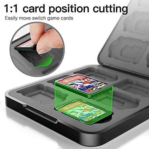 HEYSTOP Game Card Case Compatible with Nintendo Switch Games,12 Slots Storage Protective Box, Slim and Portable Protective Shell Switch Storage Bag with 4 Joy-Con Thumb Gaps, Black