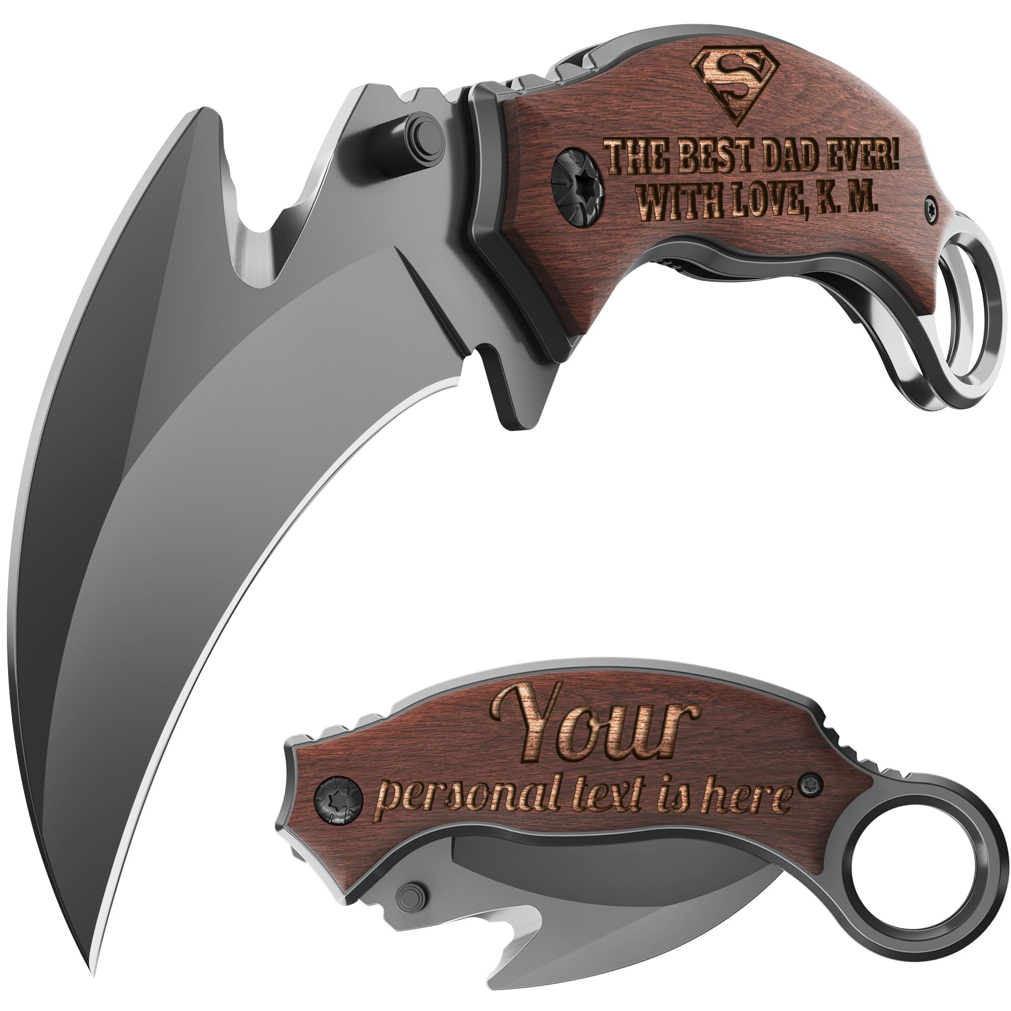 Stocking Stuffers for Adults - Custom Gifts for Men - Cool Engraved Personalized Knife - Christmas Gifts for Dad Boyfriend Husband Father in Law Stepdad - Gifts for Men Who Have Everything X-52 PS