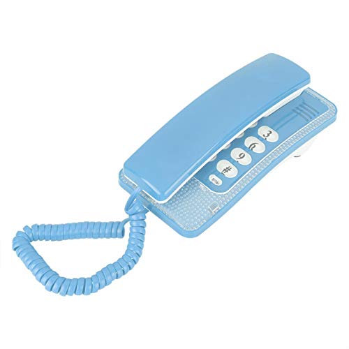 Mini Wall Phone, Retro Wall Mountable Landline Telephone with Flash Function and Call Mute Function, RJ45 Interface Powered by Telephone Line Home Phone for Hotel Family School(Blue)