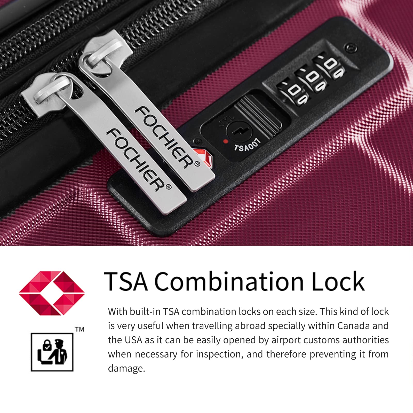 Fochier 3 Piece Expandable Luggage Set with TSA Lock, Hard Shell Rolling Suitcase Set with 4 Spinner Wheels for Women Man, 20 24 28 Inch