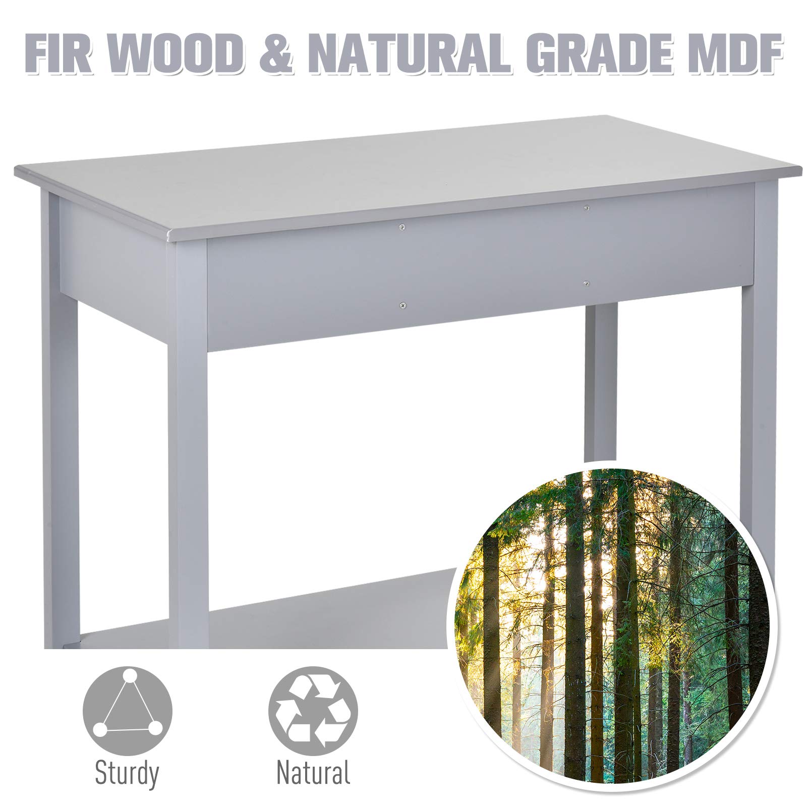 HOMCOM Console Table Industrial Desk with Drawer Bottom Shelf & Large Tabletop for Entryway or Living Room, Grey