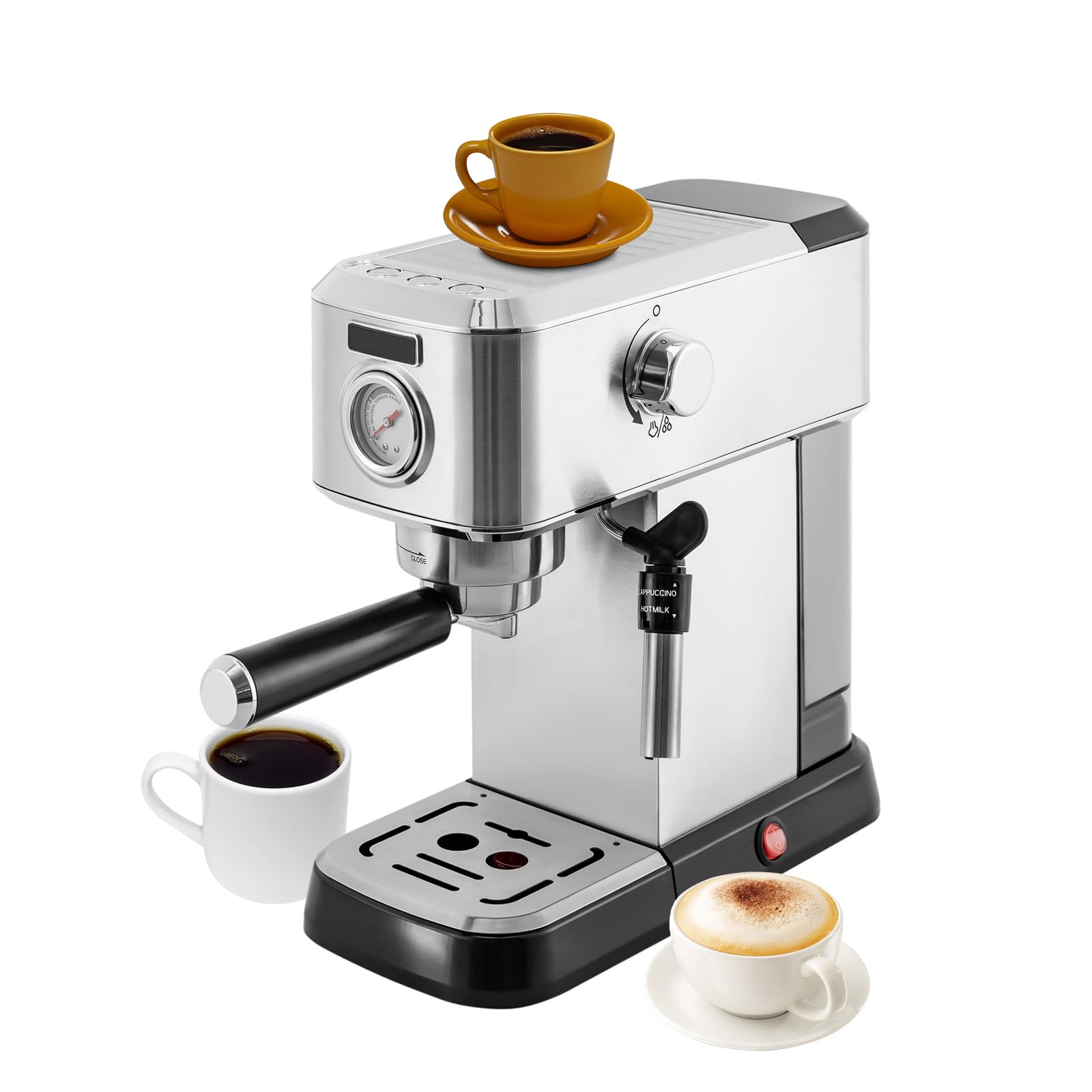 Treliamd Espresso Machine 15 Bar, Professional Espresso Maker Cappuccino Machine with Milk Frother Steamer, Home Expresso Coffee Machine for Cappuccino and Latte, Coffee Lovers, 1350W
