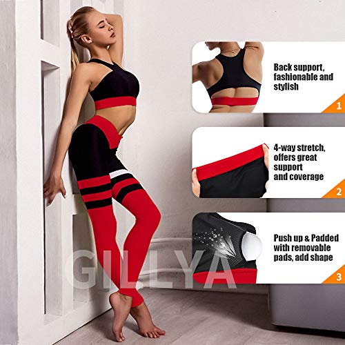 GILLYA Workout Sets for Women 2 Piece Matching Workout Sets Yoga Outfit Gym Sets 2 Piece Yoga Leggings Set
