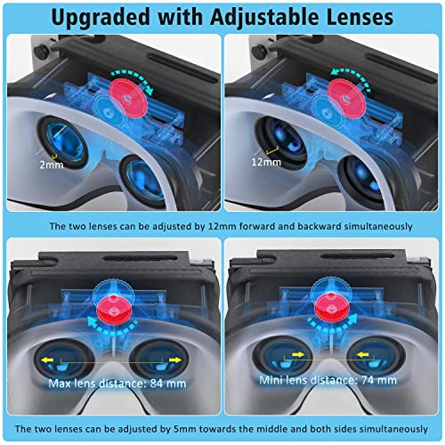 Switch VR Headset Compatible with Nintendo Switch & OLED, Upgraded with Adjustable HD Lenses, Virtual Reality Glasses for Original Nintendo Switch & Switch OLED Model, Switch VR Kit, Switch 3D Goggles