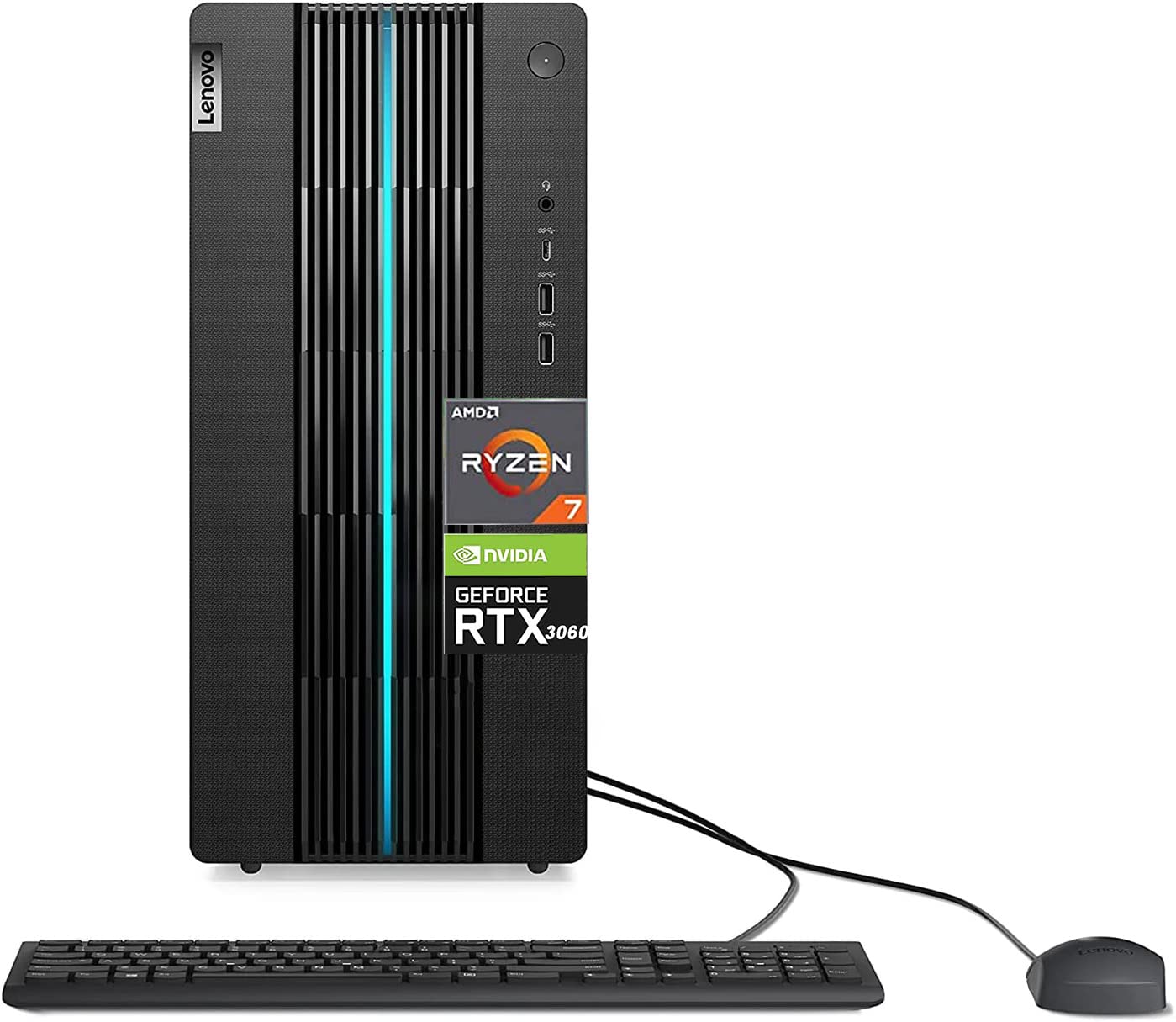 Lenovo IdeaCentre Gaming Desktop 2023 Newest, AMD Ryzen 7 5700G Processor, NVIDIA GeForce RTX 3060 Graphics, 16GB DDR4 RAM, 1TB SSD, 1TB HDD, Bluetooth, HDMI, Windows 11 Home, Bundle with JAWFOAL