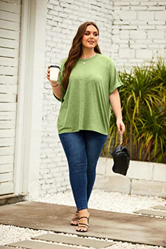 Women Oversized T-Shirt Summer Casual Short Sleeve Loose Tee Tops Light Green