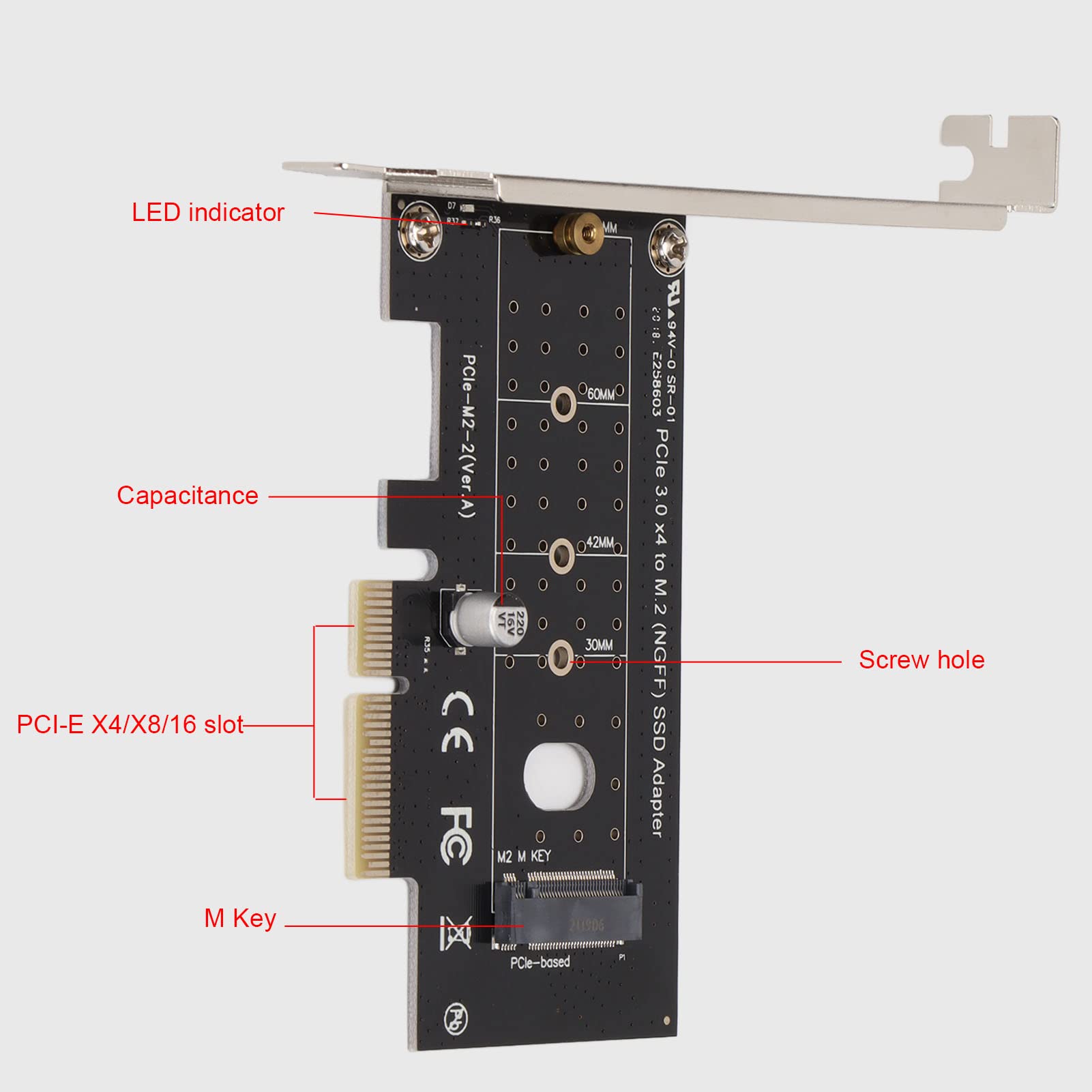 Zyyini Nvme M.2 to Pcie3.0 4X High-Speed Expansion Adapter Card M Key Ngff Ssd Conversion Card,Fast Heat Dissipation, Supports 2280, 2260, 2242, 2230 Solid State Drives(X4)