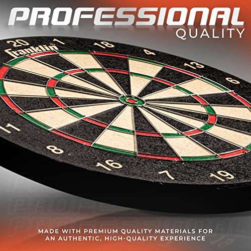 Franklin Sports Bristle Dart Board - Professional Steel Wire Dartboard - Regulation Sized 18" Inch Steel Tip Darts Board - Self Healing Sisal Dartboard for Adults
