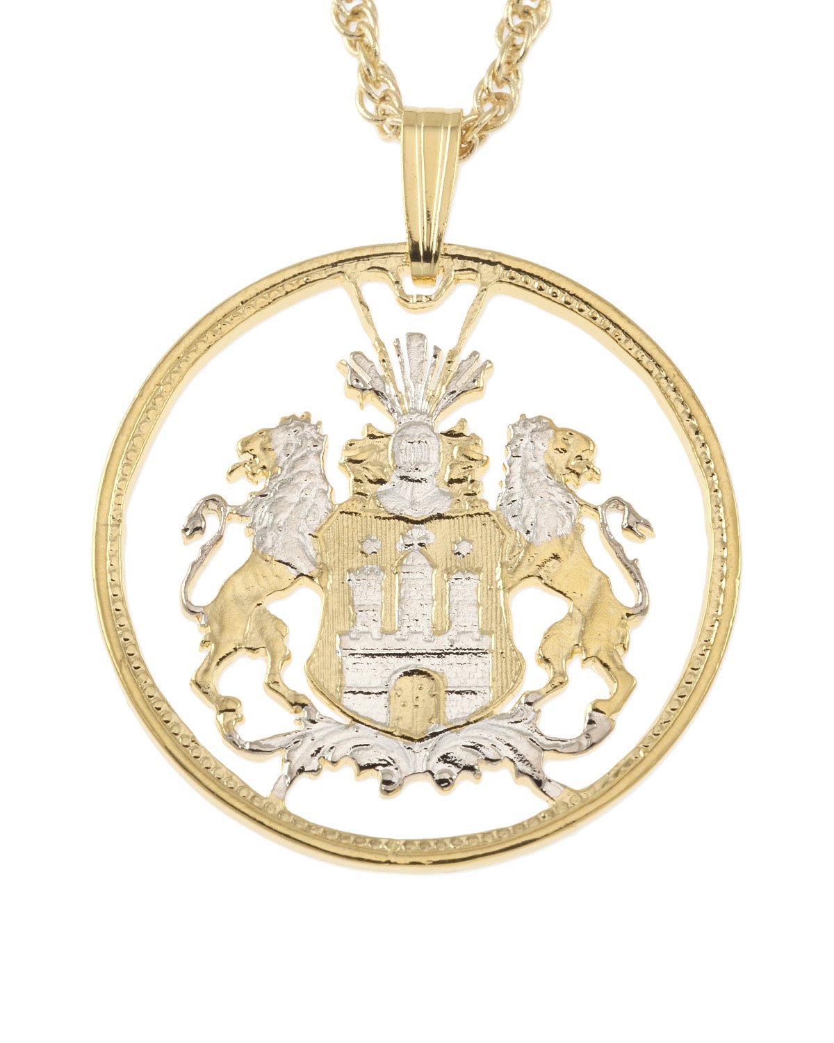 Germany Pendant & Necklace, German Two Marks Cut Coin