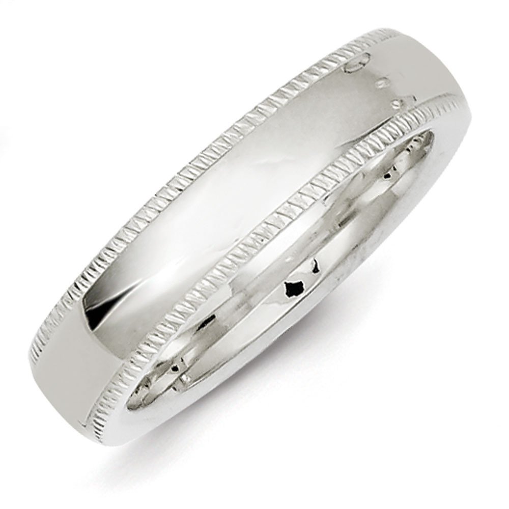 Forever Flawless Jewelry 5mm High Polish Finish Milgrain Comfort Fit Sterling Silver Wedding Band - Size 11.5