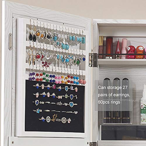 GISSAR Jewelry Mirror Armoire Wall Mount Over The Door Cabinet Storage Organizer Lockable Full Length Door Mirror(White)