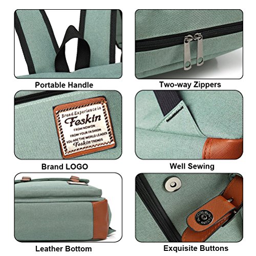 Vintage Laptop Backpack for Women Men, School College Backpack with USB Charging Port & Headphone Jack, Fashion Backpack Fits 15.6 inch Notebook - Green-Function Update