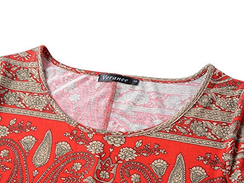 Veranee Women's Plus Size Swing Tunic Top 3/4 Sleeve Floral Flare T-Shirt X-Large 16-9