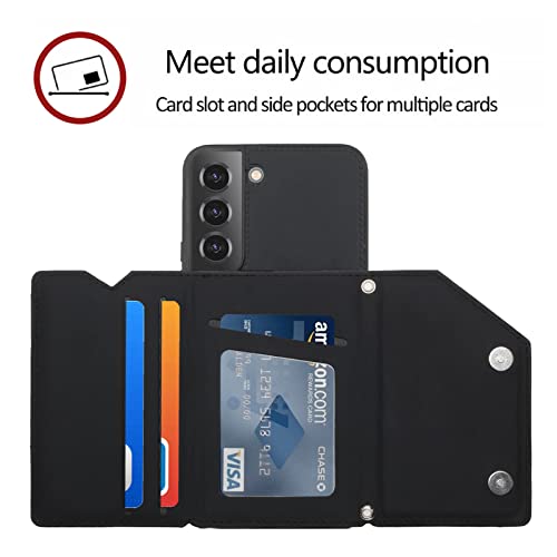 NAMSAR Crossbody Case with Card Holder For Samsung Galaxy S23,Adjustable Rope,Card Slots Luxury Leather Case with Kickstand,Magnetic Clasp and Durable Shockproof Heavy Duty Protective Cover 6.1 inch