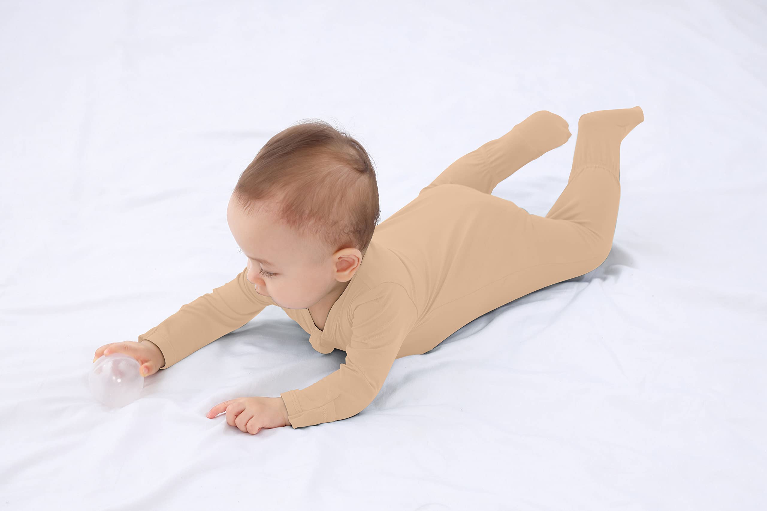 GUISBY rayon made from bamboo Baby Footed Pajamas, Two Way Zipper Long Sleeve Sleeper 3pcs 12-18 Months