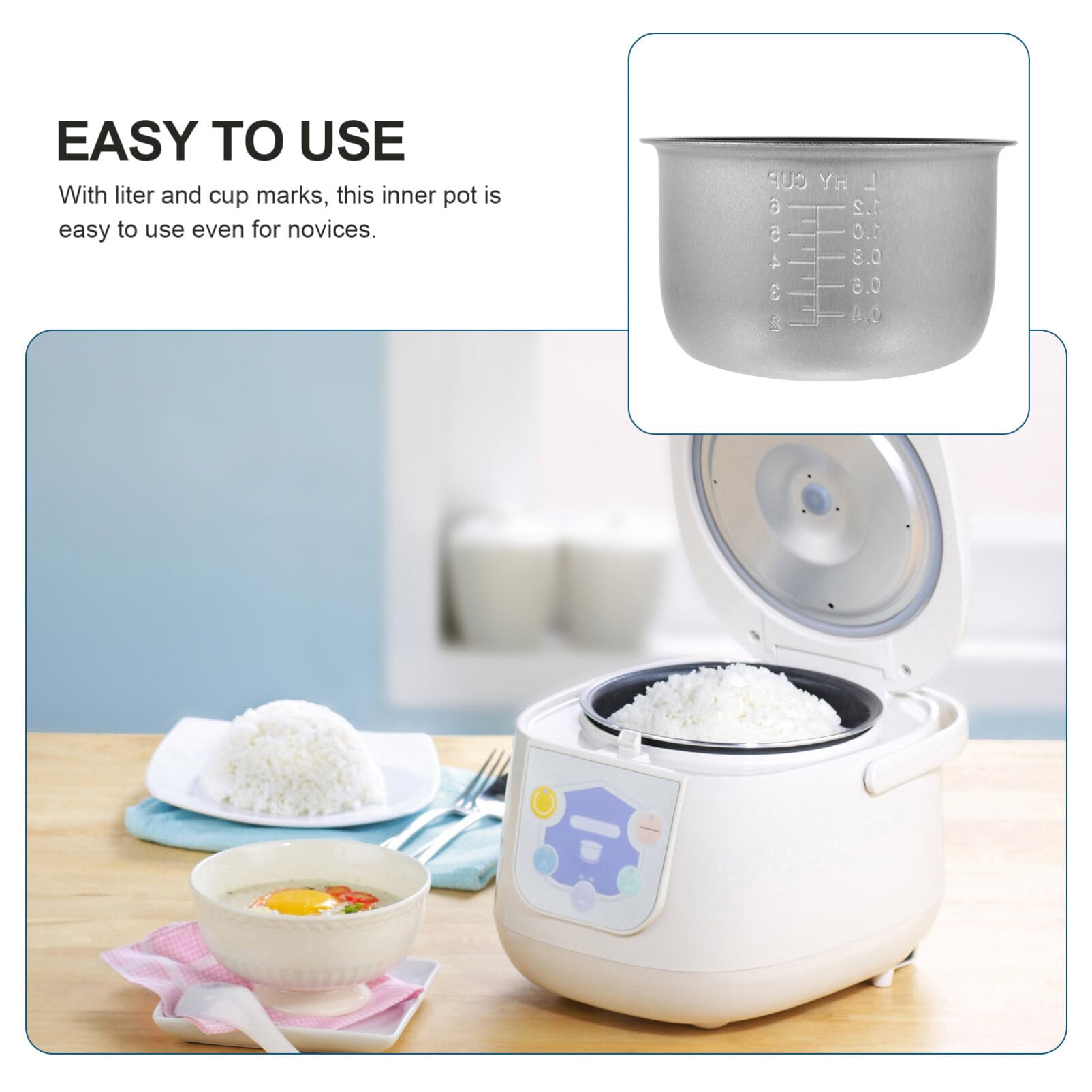 ULTECHNOVO Inner Cooking Pot Pressure Cooker Rice Cooker Inner Pot - Ceramic Household Non-stick Rice Cooker Electric Cooker Accessory(Silver) Rice Cooker Small
