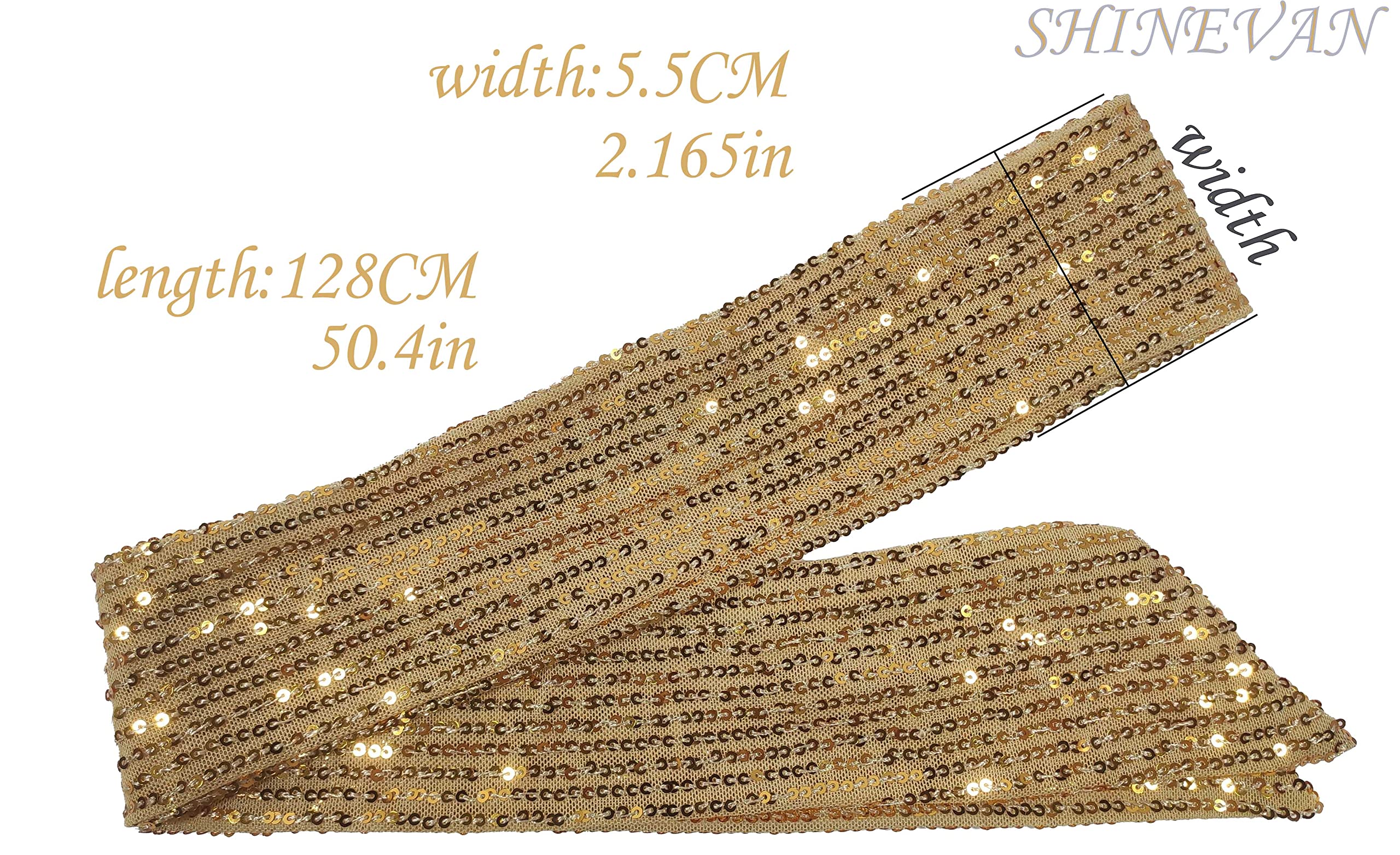 HI-party Small scarf with fashionable sequins for decoration (Black)