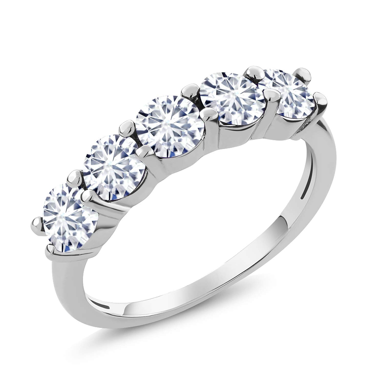 Gem Stone King 925 Sterling Silver Round G-H Lab Grown Diamond Wedding Band Ring For Women (1.35 Cttw, Available In Size 5, 6, 7, 8, 9)