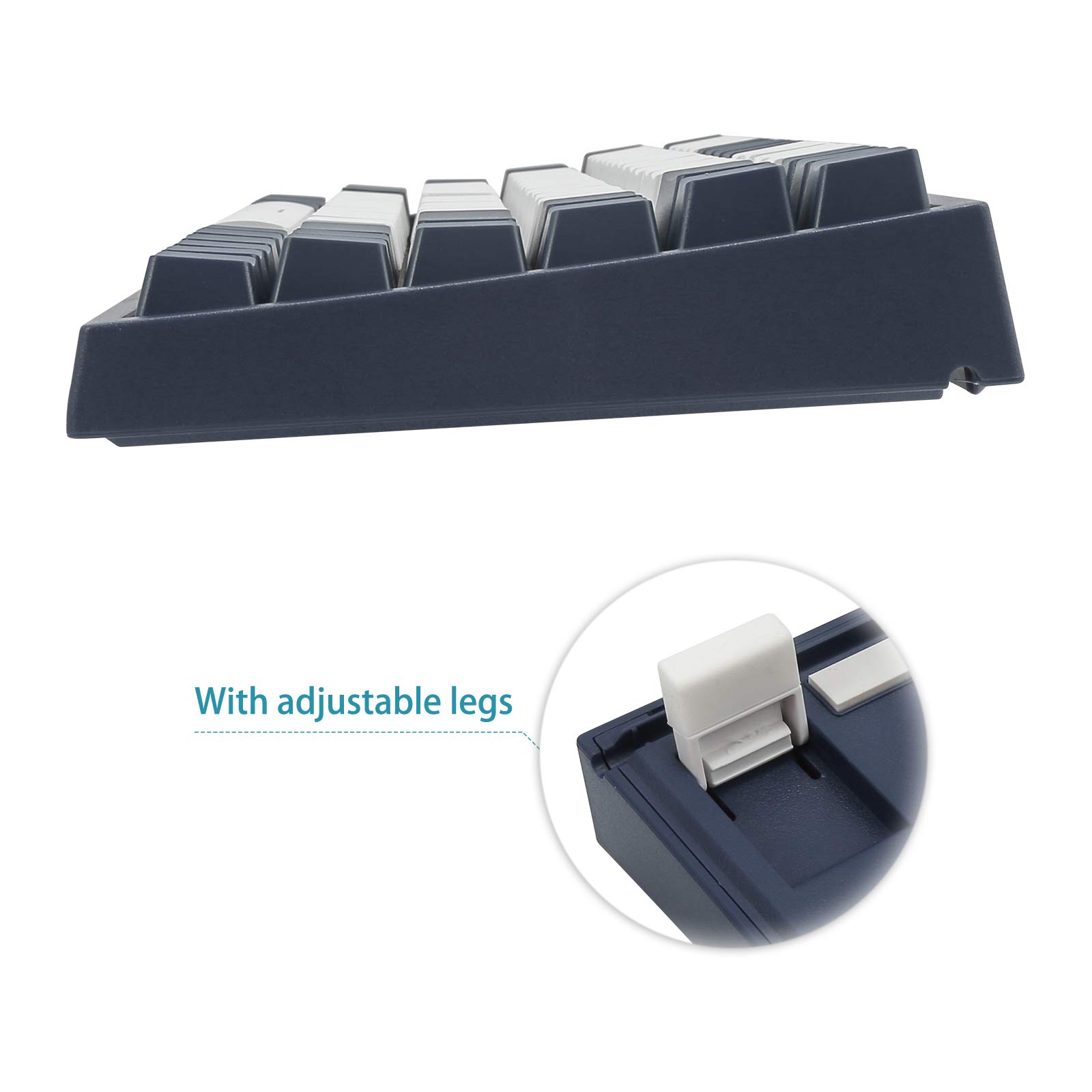HUO JI CQ84 RGB Mechanical Gaming Keyboard, Programmable RGB Backlit, Red Switches, USB Wired 75% Compact 84 Keys Anti-Ghosting for Mac, PC, White and Blue