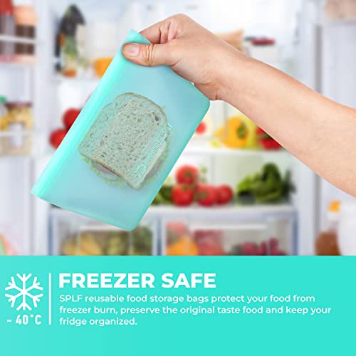 Reusable Silicone Food Storage Bags (Large 32oz = 1 Quart). These Zip Top Reusable Silicone Containers Make Great Freezer, and Oven Bags and Can Handle Extreme Temperatures. Airtight Zip Seal.