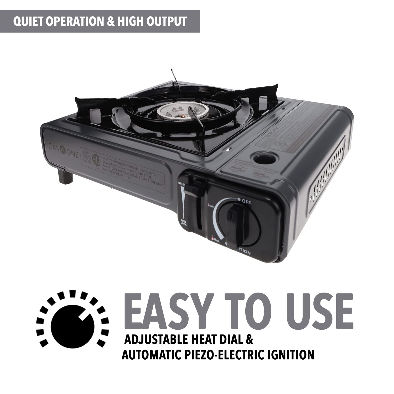 Gas One Butane Gas Stove with 4 Fuel Canister Catridge - Gray