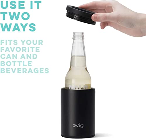 Swig Life Standard Can + Bottle Cooler, Stainless Steel, Dishwasher Safe, Triple Insulated Can Sleeve for Standard Size 12oz Cans or Bottles (Blacksmith)