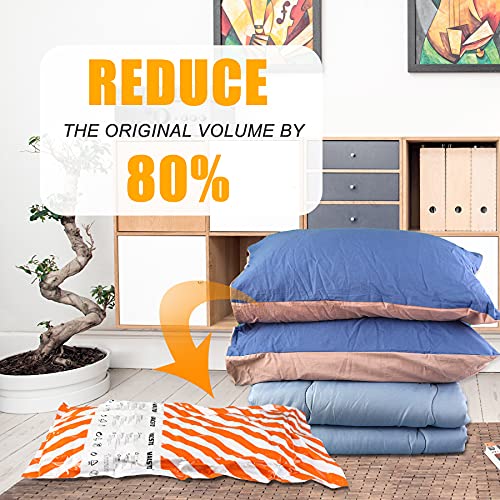 Vacuum Storage Bags Medium Space saver Bags 6 Pack (27.5β X 19.6β) With Handpump Space Saver Compression Seal Bags for Clothes, Quilts, Pillows, Double Zip Seal & Leak Valve