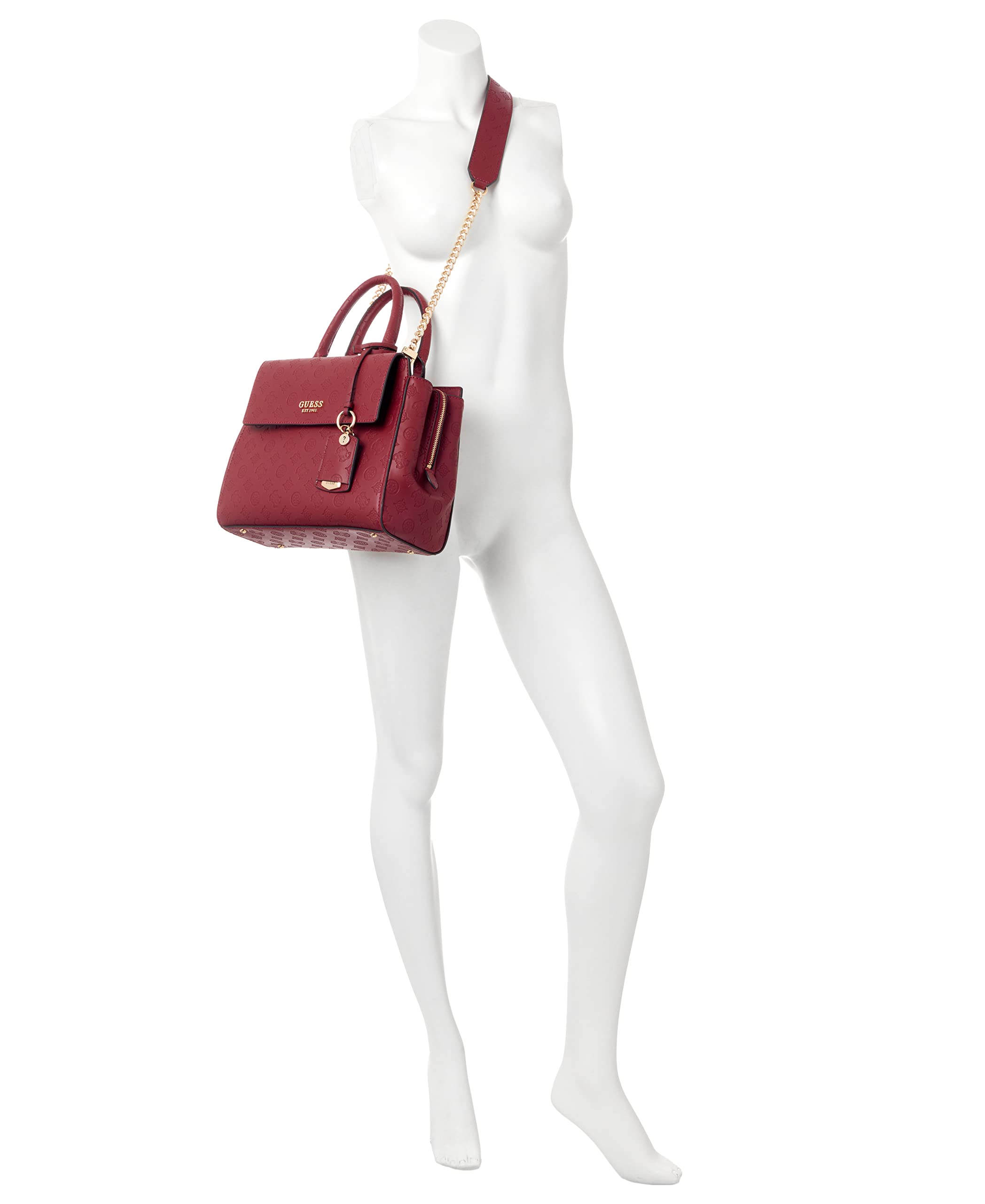 GUESS Womens Sirrah Girlfriend Satchel, Merlot Logo, One Size US
