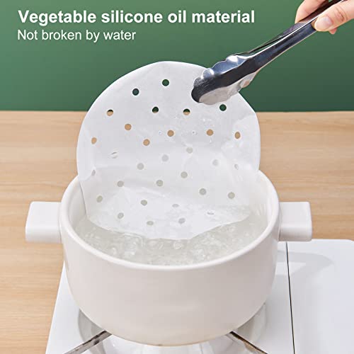 PARACITY 100pcs Air Fryer Parchment Paper Liners, 10in Parchment Paper Sheets, Steamer Liner with Double Layer Vegetable Silicone Oil Design, Non-Stick, Waterproof, Heat Resistant 446℉, Oven,Microwave