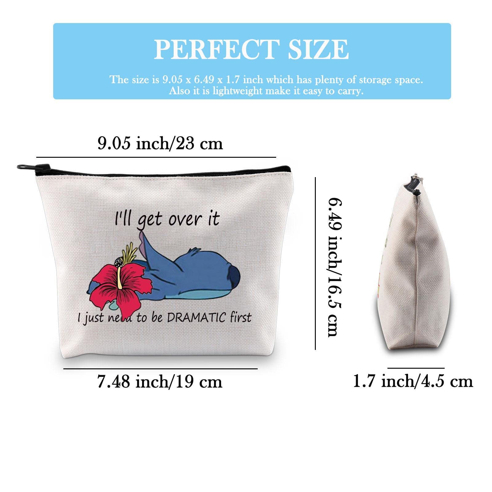 GJTIM Cartoon Inspired Gift Hawaiian Zipper pouch I'll Get Over It I Just Need To Be Dramatic First Funny Makeup Bag for Fans (To Be Dramatic Makeup)