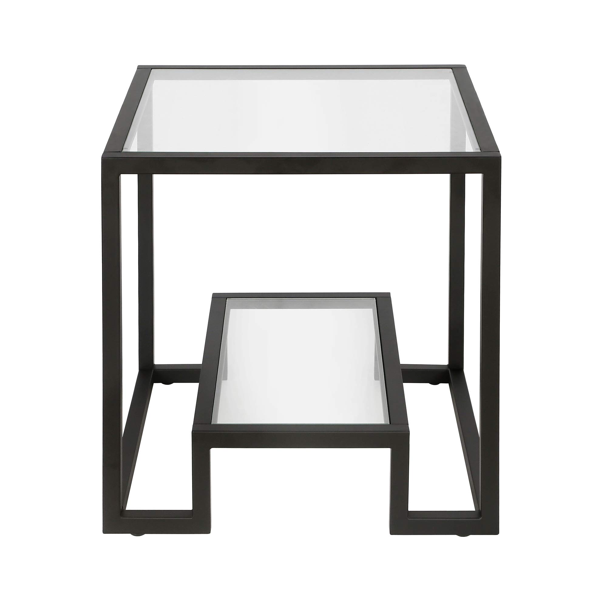 Henn&Hart 22" Wide Square Side Table in Satin Nickel, Table for Living Room, Bedroom