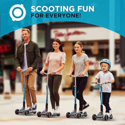 Globber Ultimum Scooter | 3-Wheel Kick Scooter for Adults & Kids 5+ | Foldable Kick Scooter with Safe, Non-Slip Deck & Premium Brakes (Sky Blue)
